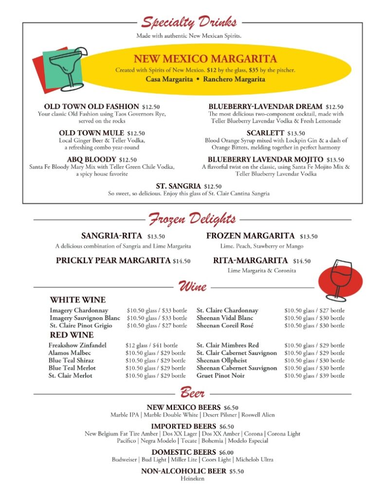 Our Menu - Authentic Mexican Cuisine - Church Street Cafe